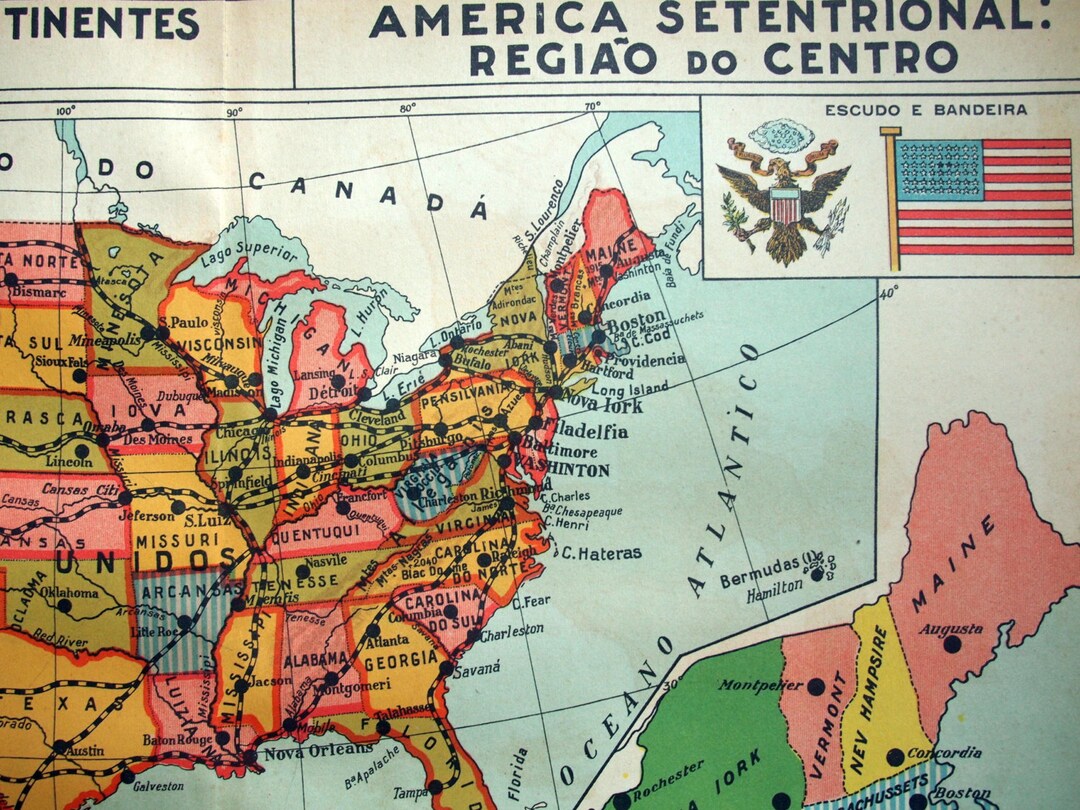 Vintage Map of the United States - Illustrated Map - Published 1935 - Etsy