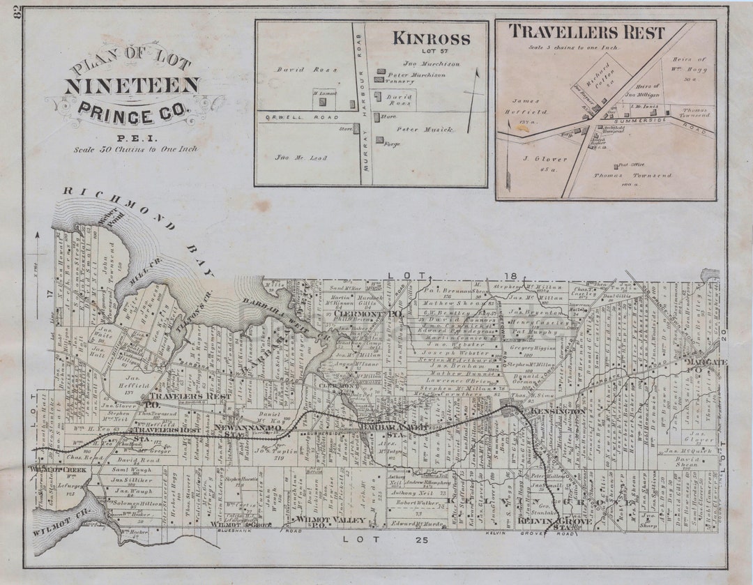 Antique Map of Lot 19, Prince Edward Island - Prince County, PEI - 1880 ...