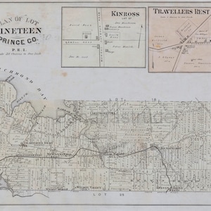 Antique Map of Lot 19, Prince Edward Island - Prince County, PEI - 1880 Large Rare Vintage PEI ...