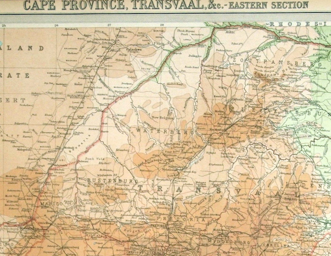 1922 Antique Map of the Cape Province, Transvaal, South Africa (eastern ...