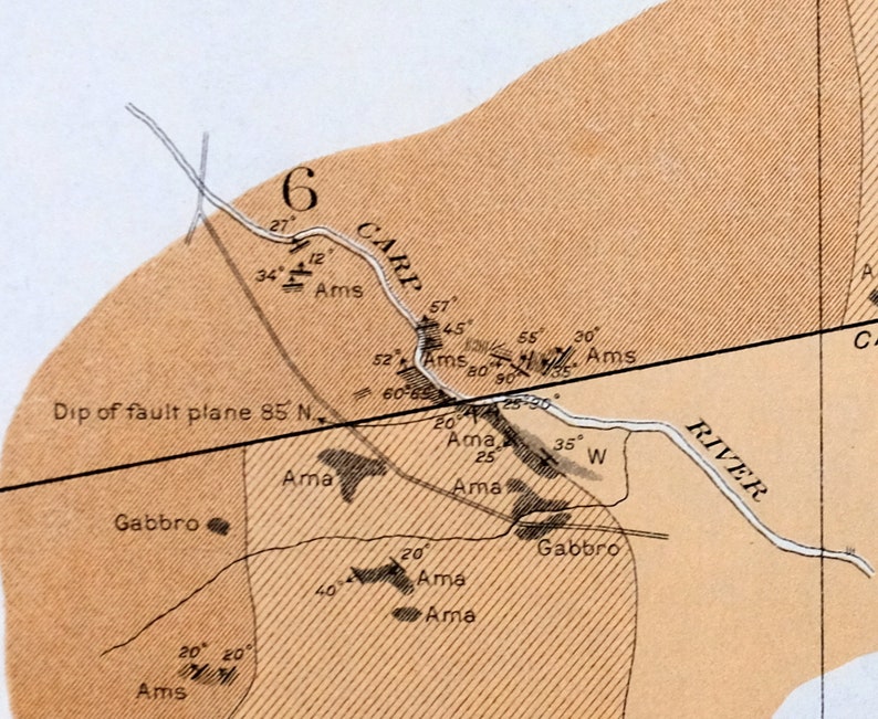 1909 Antique Map of Carp River Fault, Michigan - Michigan Geologic Map ...