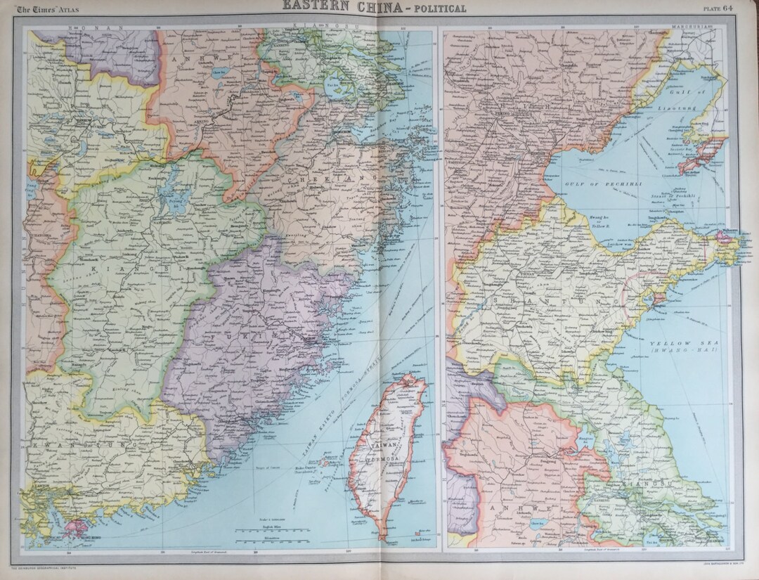 1922 Very Large Map of Eastern China - Etsy