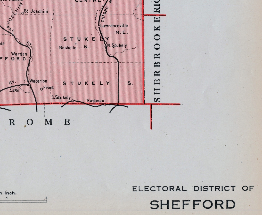 Antique Map of Shefford, Quebec, Canada - 1915 Vintage Electoral Map ...