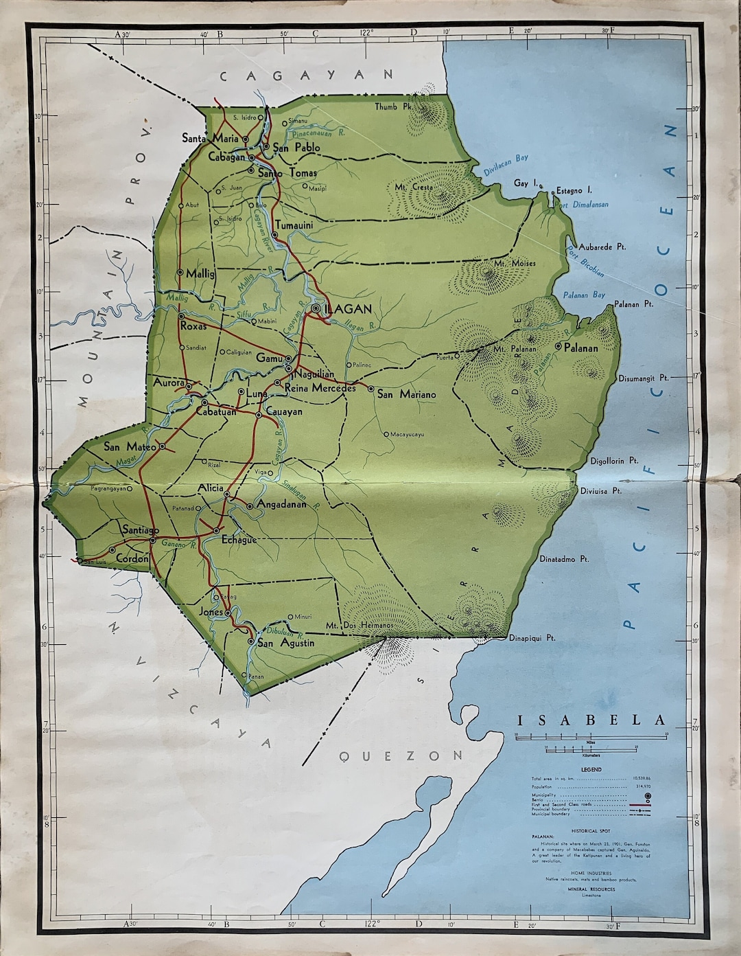 Isabela, Philippines - RARE Large Vintage 1959 Map - Ilagan - San ...