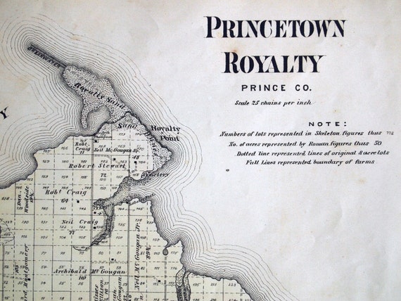 1880 Rare Vintage Map of Princetown Royalty Prince County - Etsy