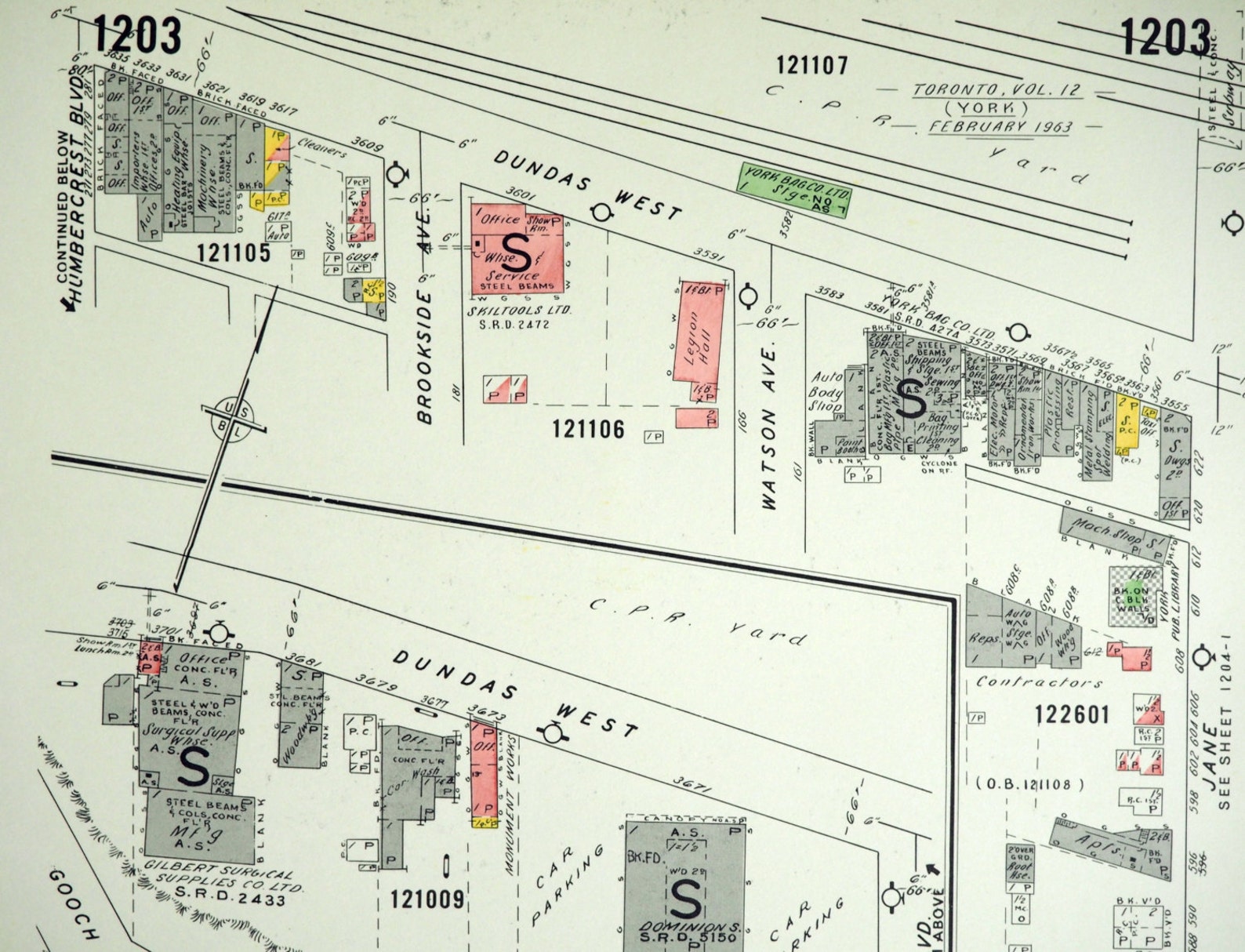 1964 Vintage Map of Etobicoke - Toronto - Insurance Maps - Dundas West ...