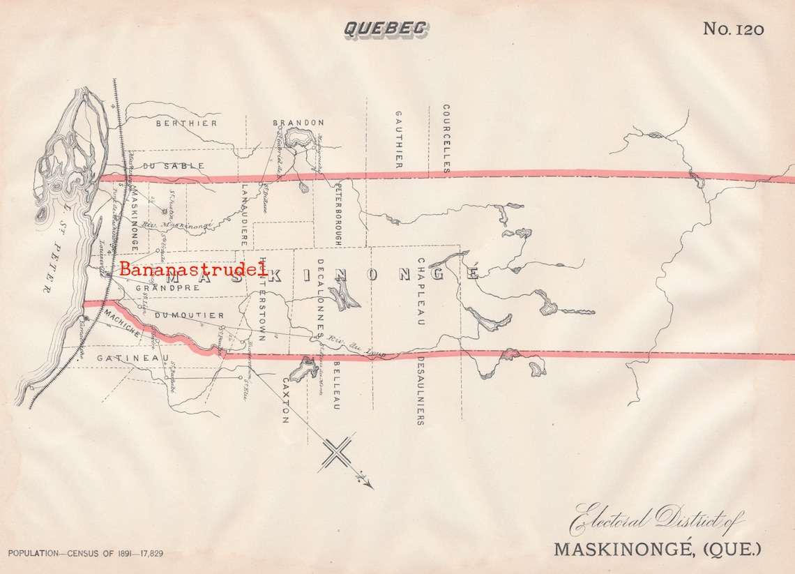 Antique Map of Maskinongé, Quebec - 1895 Electoral Map - It's Where You ...