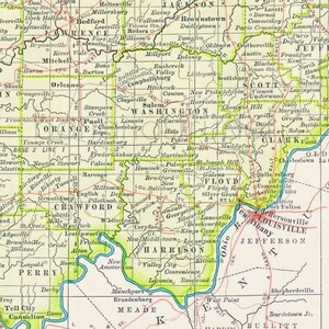 1902 Century Atlas Vintage Map of Indiana Antique Indiana Map Old Map ...