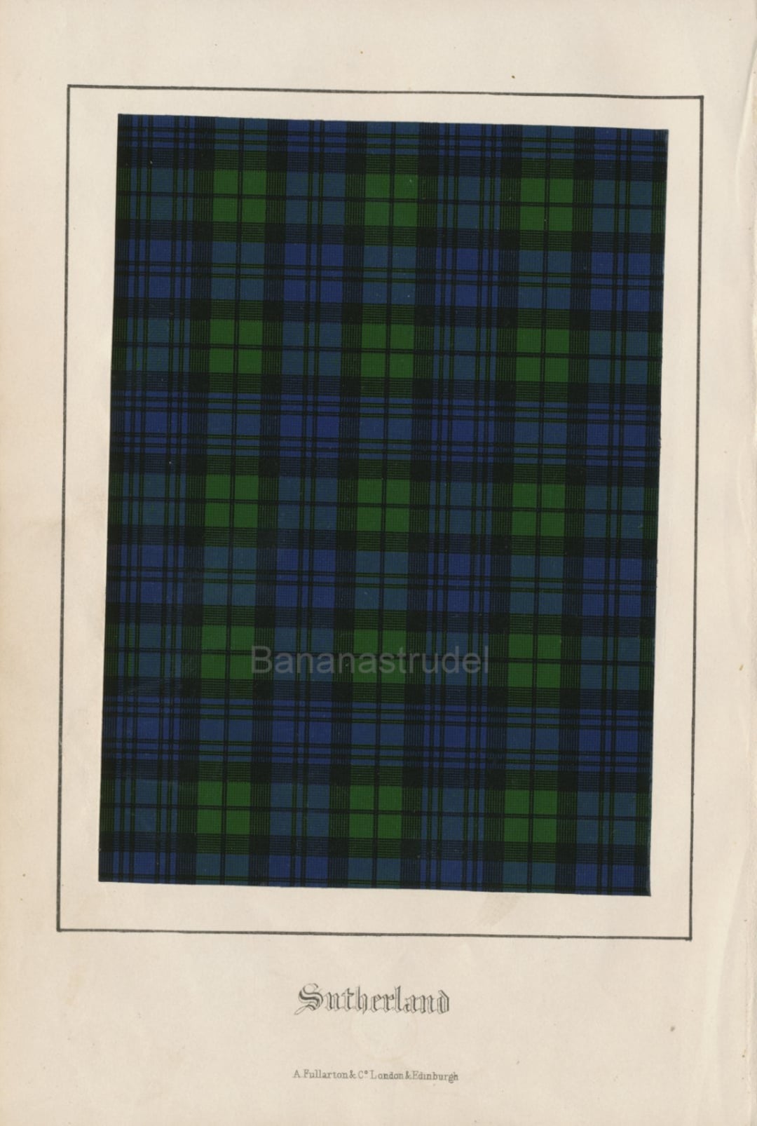 Antique Tartan Print of Clan Sutherland. 1860 Scottish Highlands Design ...