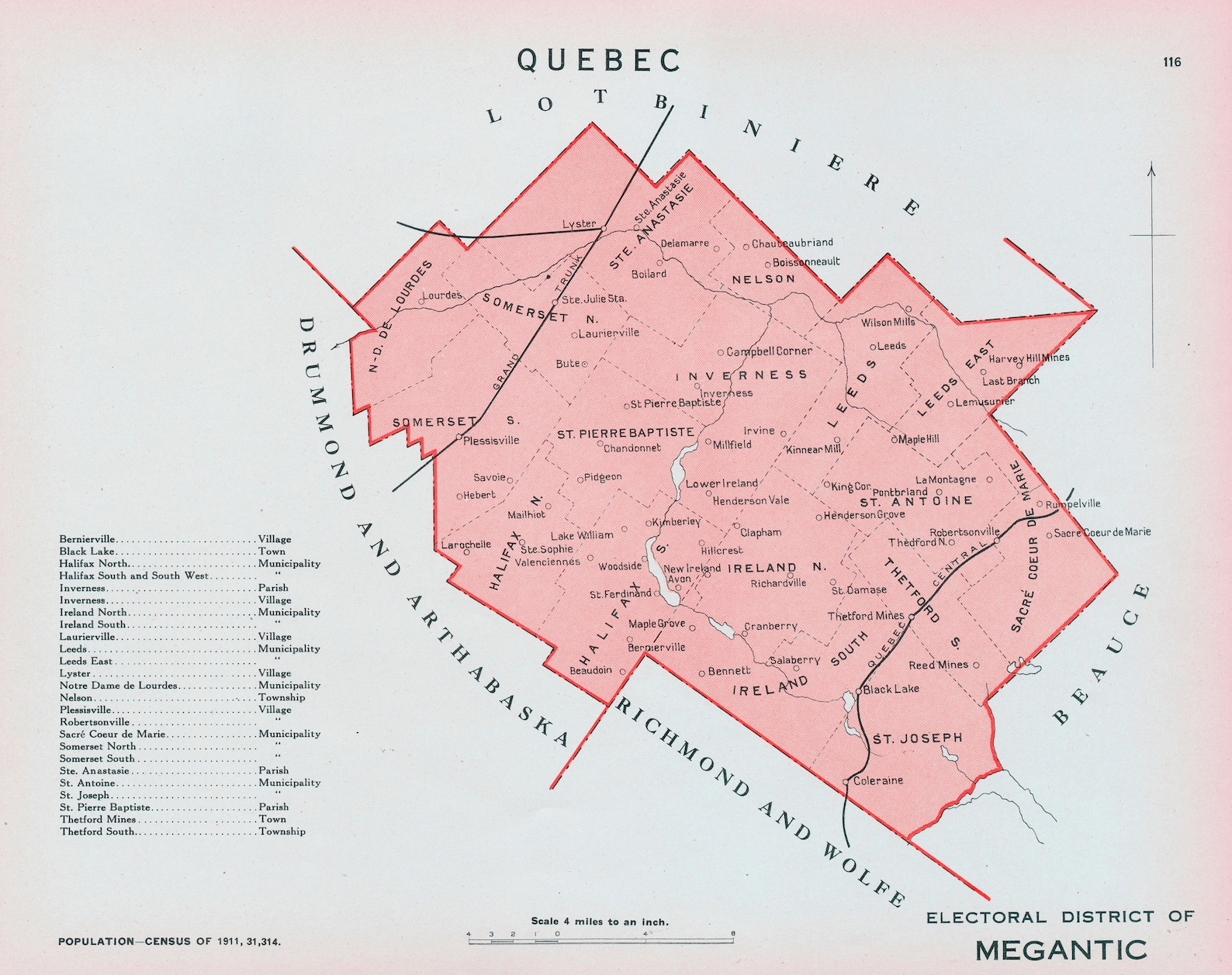 1915 Antique Map of Megantic Quebec Canada Vintage - Etsy