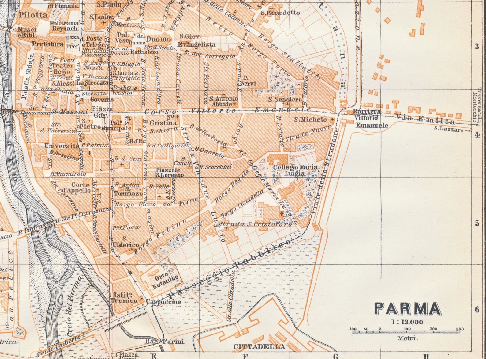 1913 Mapa antiguo de la ciudad de Parma Italia - Etsy España