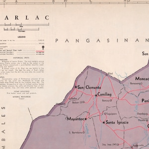 1959 Large Vintage Map of Tarlac Province, the Philippines - VERY RARE ...