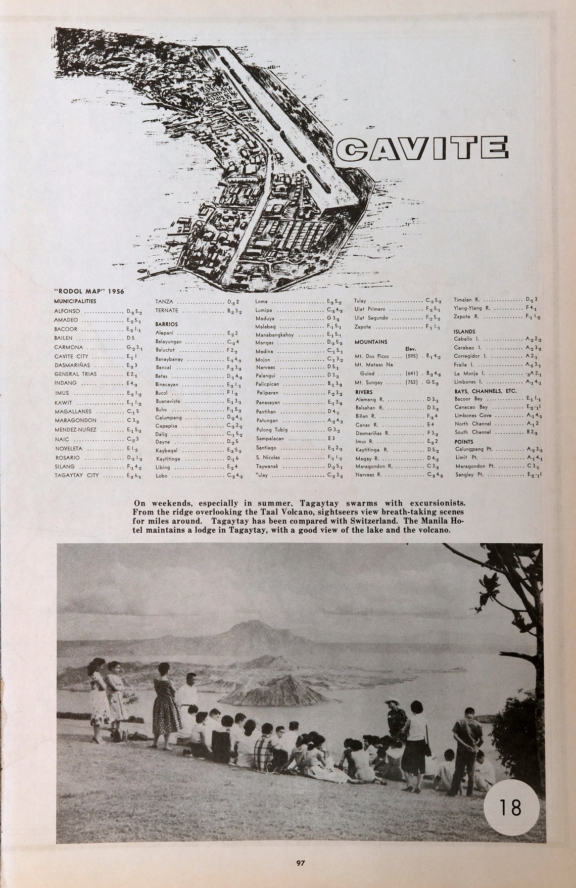 1959 Large Rare Vintage Map of Cavite, the Philippines - Bacoor - Trece ...