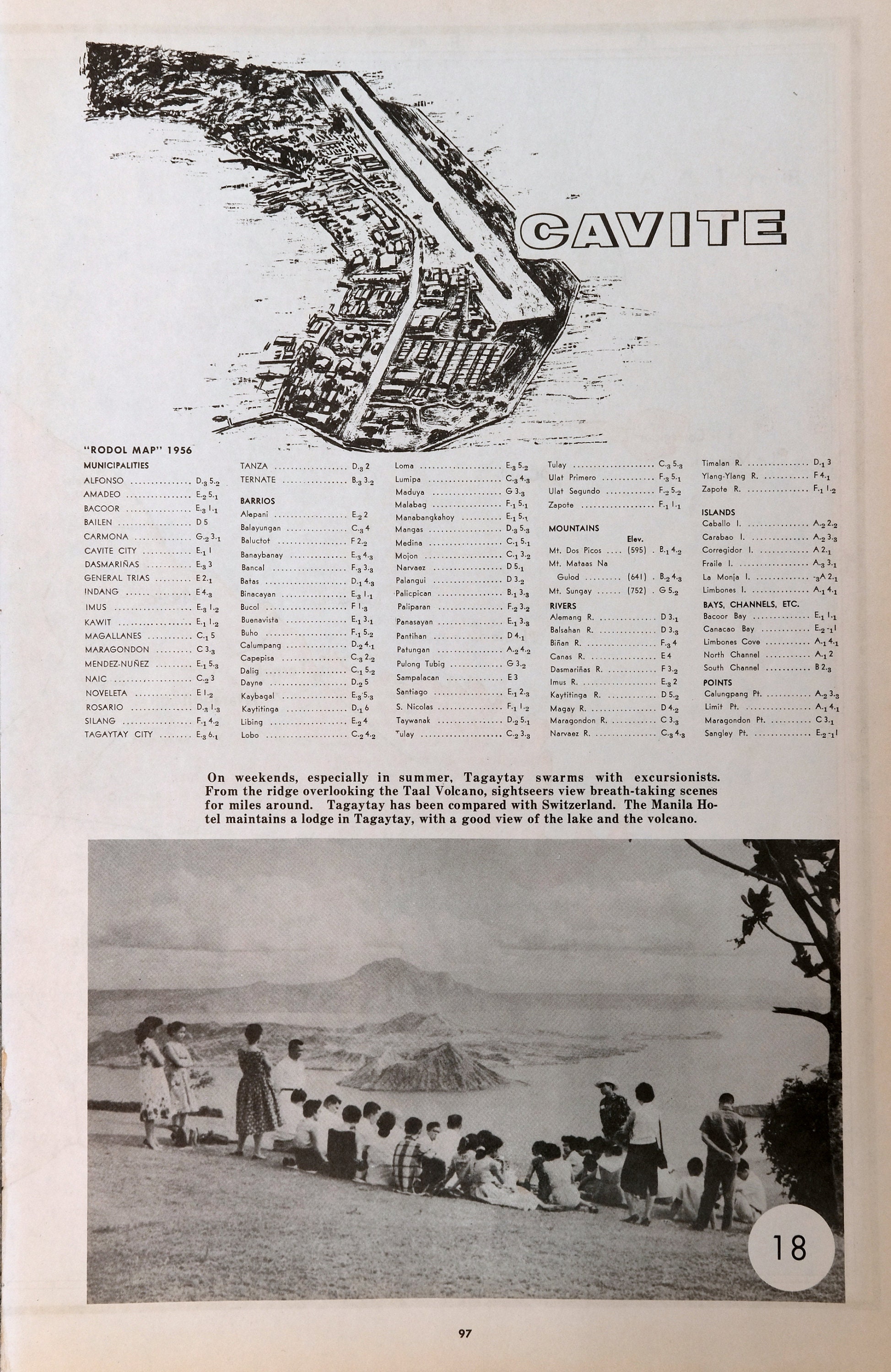 1959 Large Rare Vintage Map of Cavite, the Philippines - Bacoor - Trece ...
