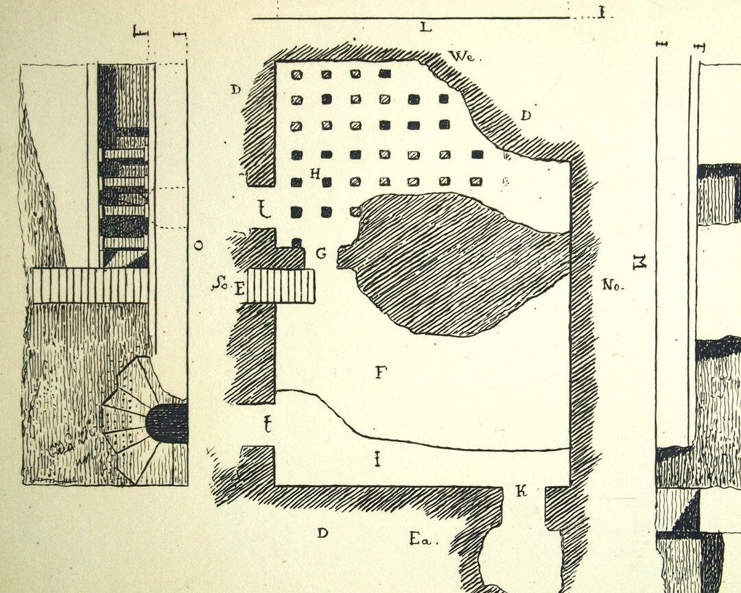 Large Antique Engraving of Roman Floor Heating System - Hypocaust ...