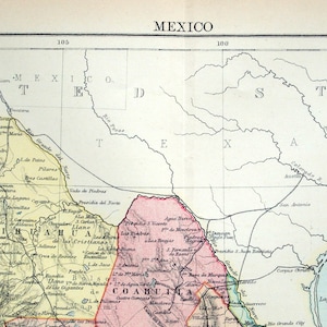 Antique Map of Mexico - 1884 Vintage Mexico Map - Etsy