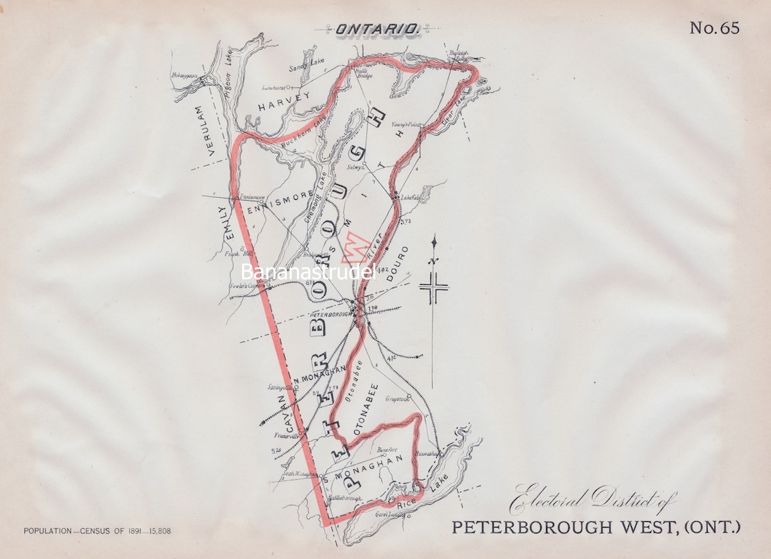 Antique Map of Peterborough West Ontario 1895 Electoral Map - Etsy