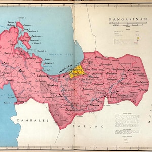 1959 Large Vintage Map of Pangasinan, Philippines - VERY RARE MAP ...