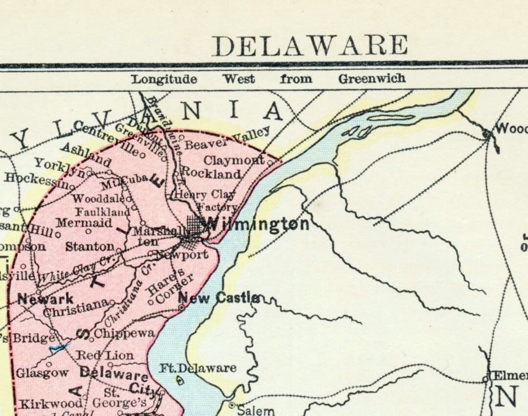 Antique Map of Delaware - Published 1877 - Etsy