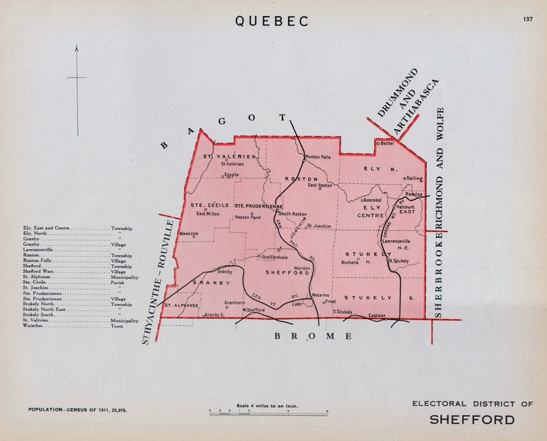 Antique Map of Shefford Quebec Canada 1915 Vintage - Etsy