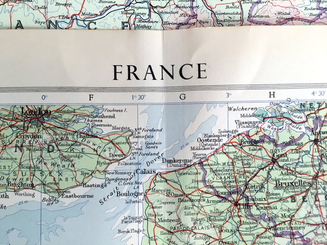 1958 Vintage Map of France - Large Map of France - Etsy