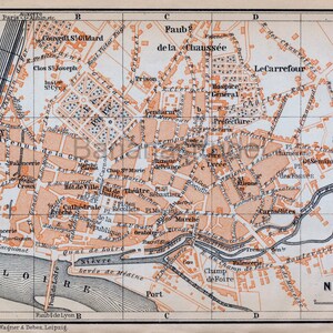 Antique Map of Nevers, France - 1905 Vintage City Map - Old City Map - Etsy