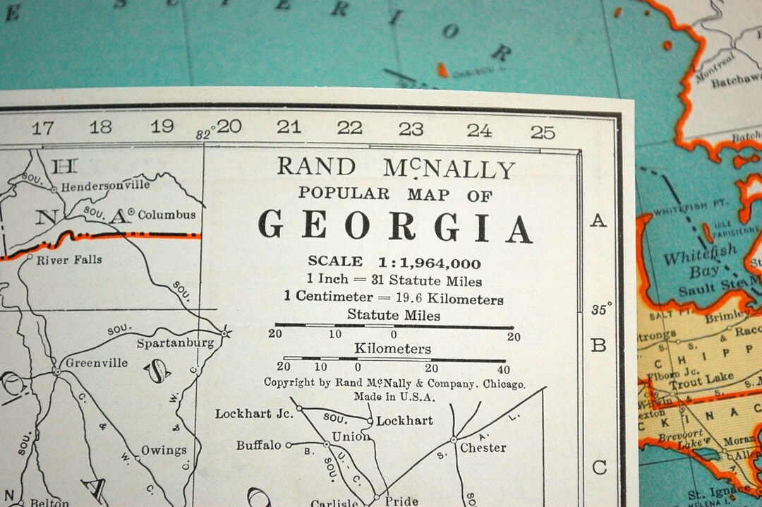 1937 Vintage Map of Georgia - Georgia Vintage Map - Vintage Georgia Map ...