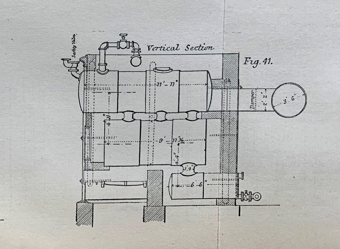 Large Antique Engineering Drawing of Boilers and Blowing | Etsy