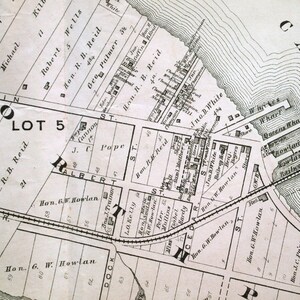 1880 Large Rare Handcoloured Vintage Map of Alberton, Lots 4 and 5, PEI ...
