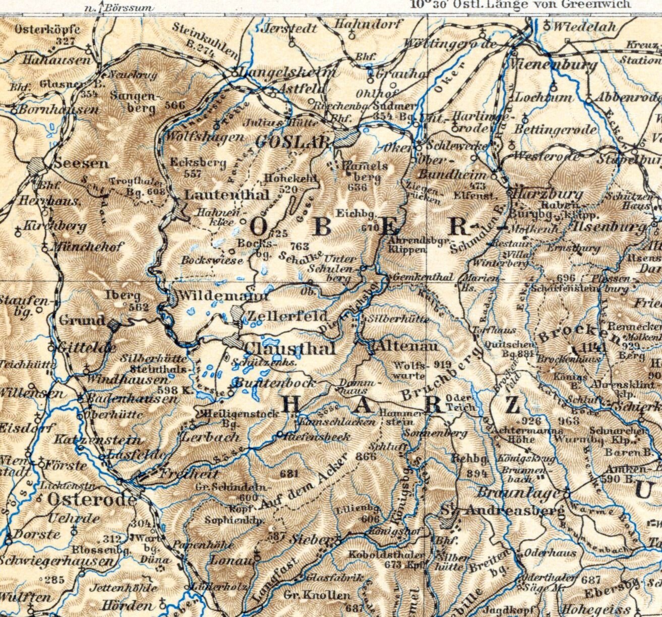 1895 Antique German Map of the Harz Mountain Range Germany - Etsy