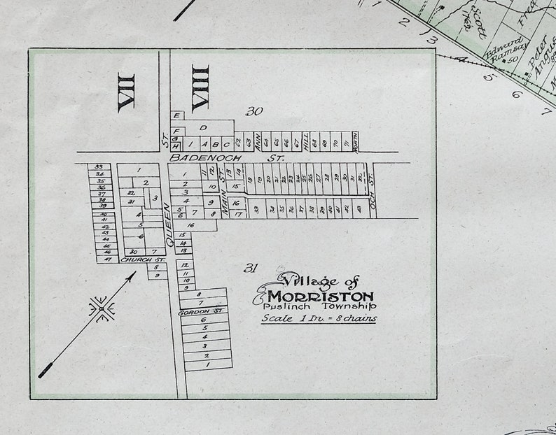 1906 Rare Large Antique Map of Puslinch Township, Wellington County ...
