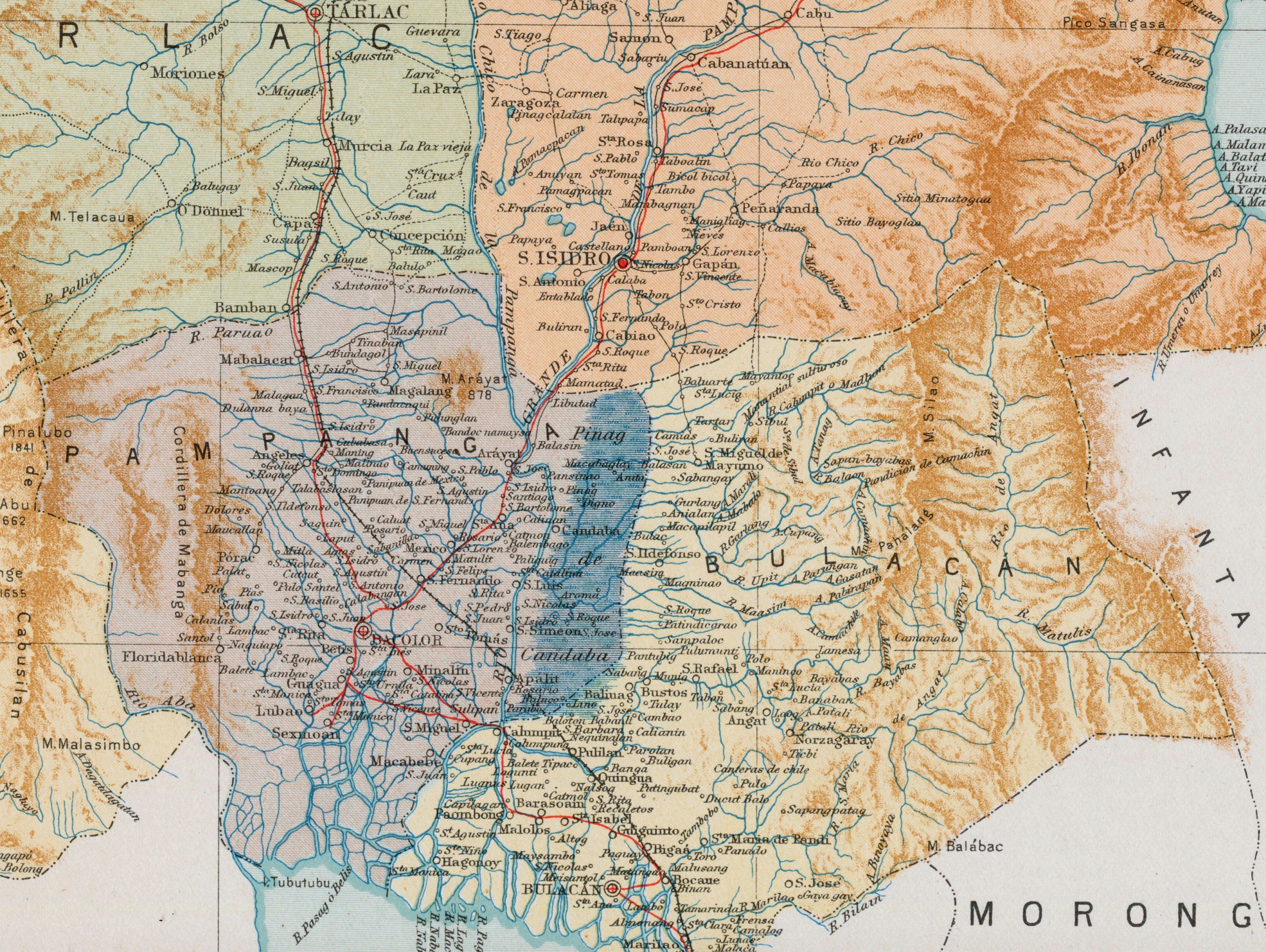 1900 Rare Antique Map of Luzon - Bulacan. Nueva Ecija, Pampanga ...
