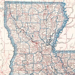 Antique Map of Louisiana - Published 1921 - Etsy