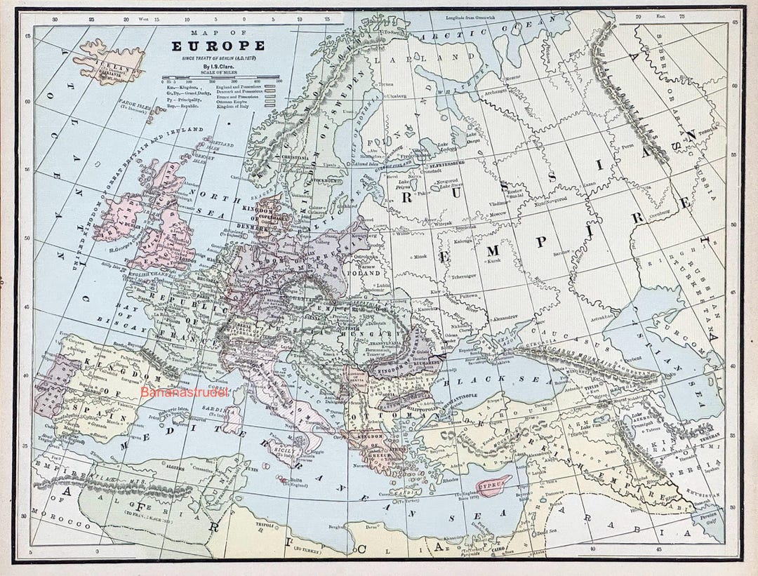Antique Map of Europe Since the Treaty of Berlin (1878) - Published ...