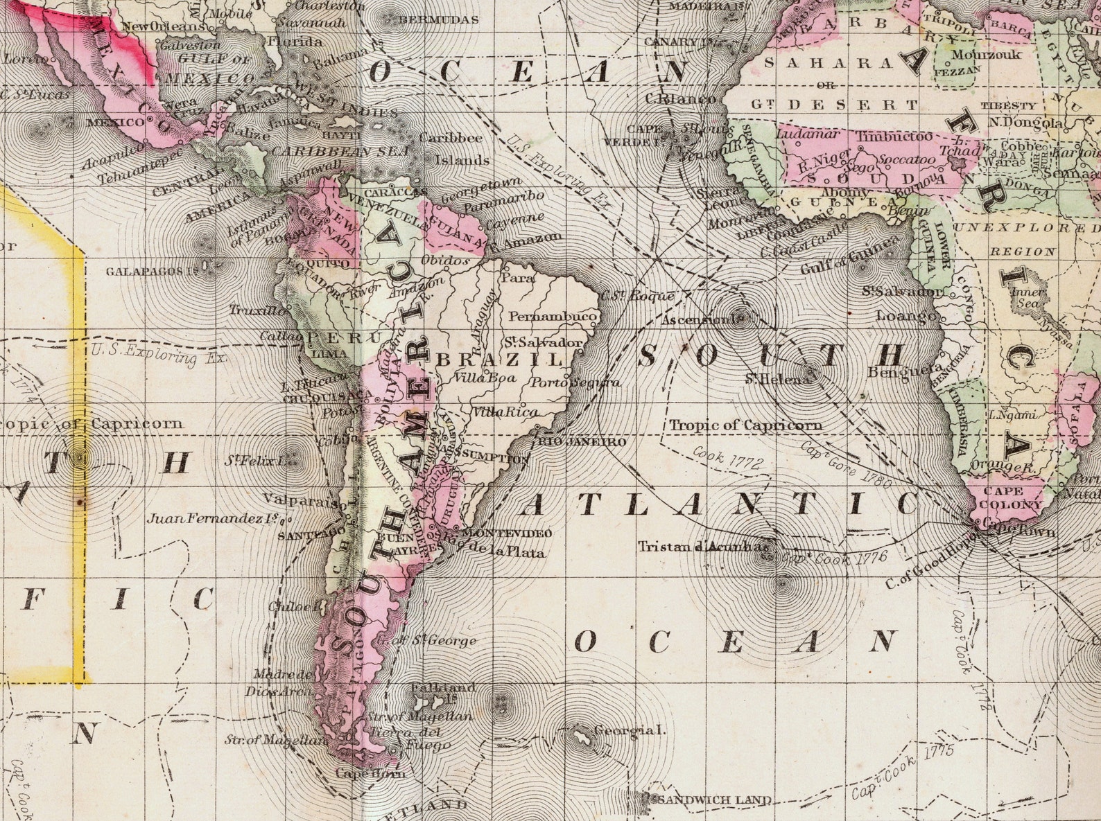 1867 Large Antique Hand-coloured Mitchell World Map on - Etsy UK