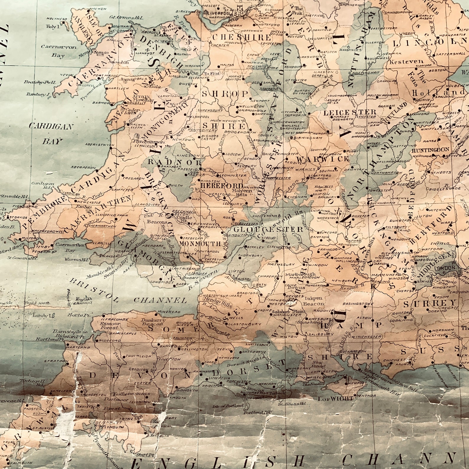 Antique Roll Map of the British Isles - E. N. Moyer Map - Huge Rare ...