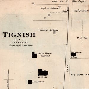 1880 Rare Vintage Map of Tignish, Lot 1, Prince Edward Island - Vintage ...