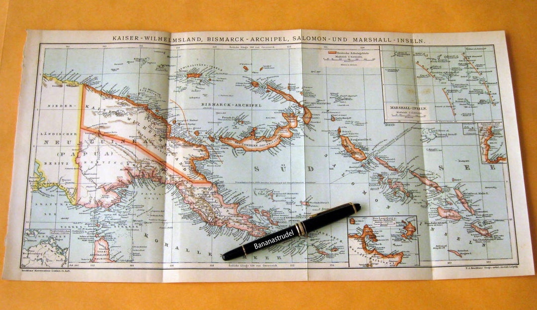 Antique Map of Papua New Guinea - Kaiser Wilhelm Land - Bismarck ...