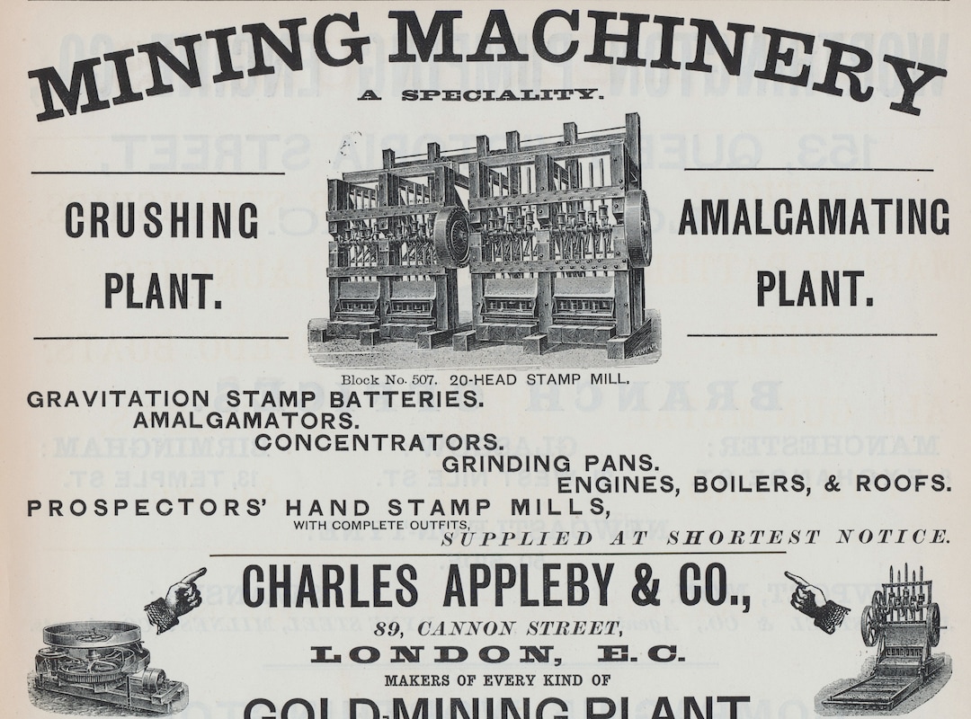 1889 Rare Antique Advertisement for Mining Machinery - Victorian-era ...