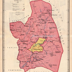 Nueva Ecija, Philippines - RARE Large Vintage 1959 Map - Cabanatuan ...