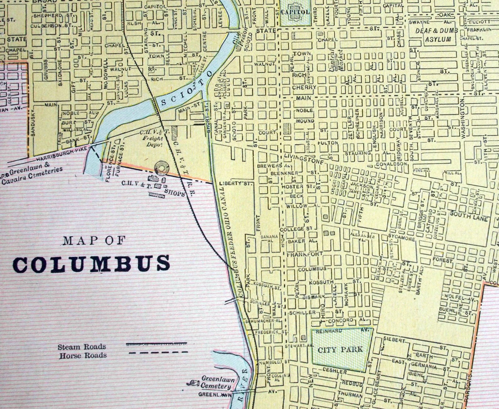 1888 Antique City Map of Columbus Ohio | Etsy