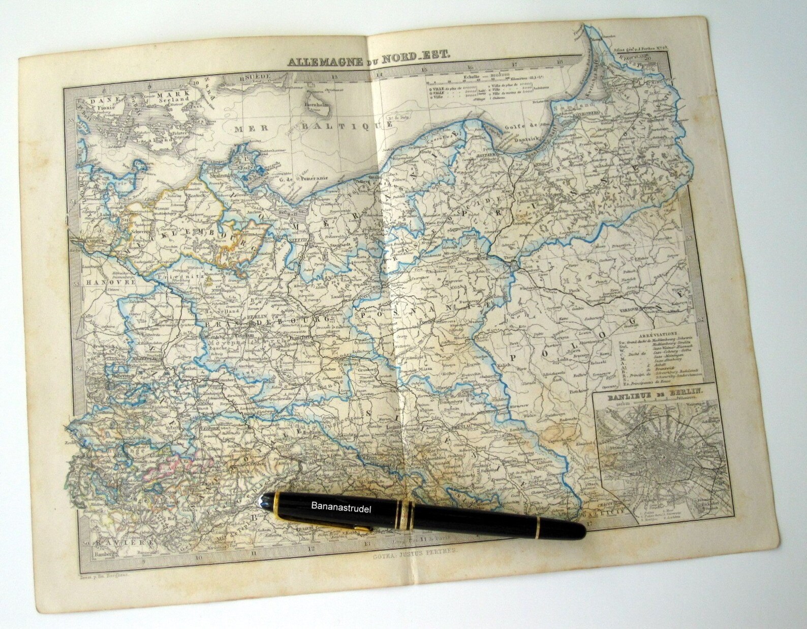 Antique Map of Northeastern Germany Berlin Brandenburg | Etsy