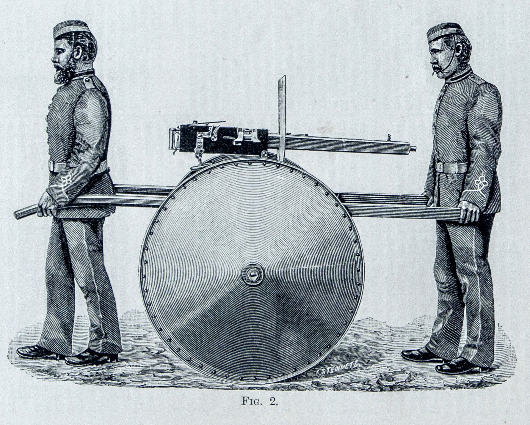 1887 Antique Engineering Drawing of the Maxim Automatic Machine Gun ...