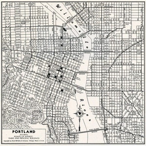 Vintage Map of Portland, Oregon - Vintage City Map - From 1940s - Etsy