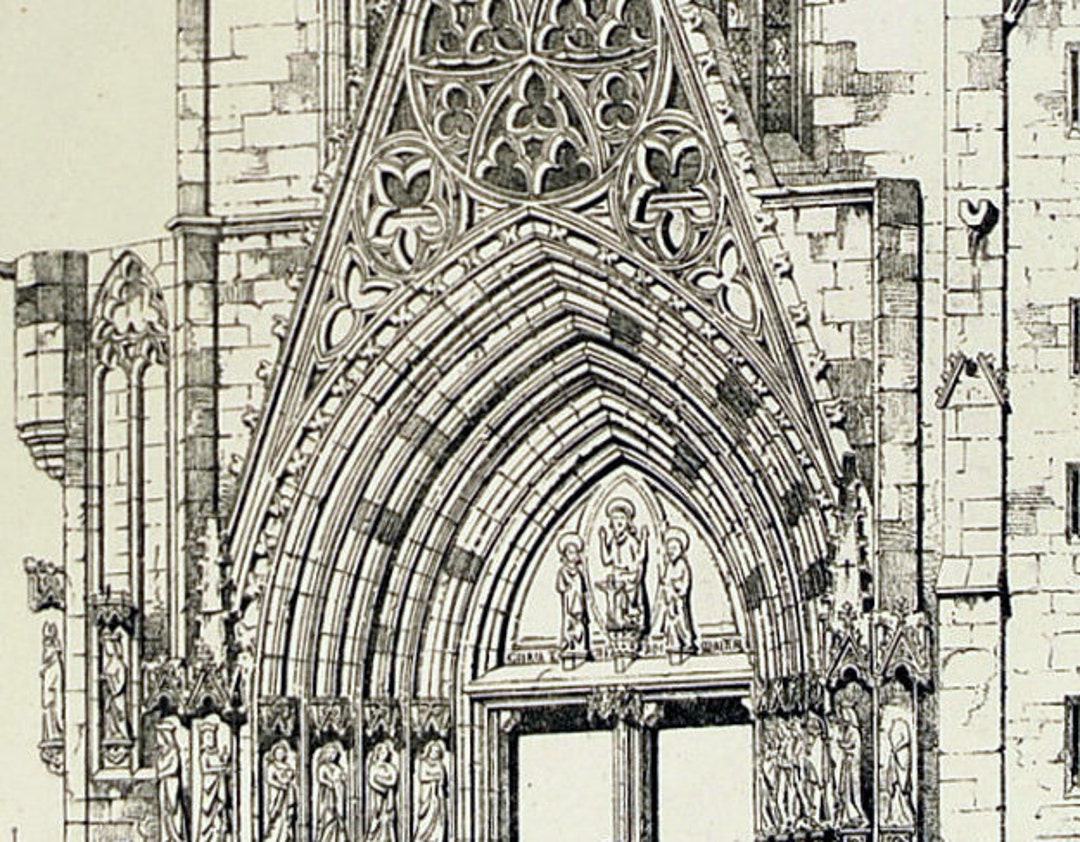 Large Antique Plate of Gothic Architectural Details of Erfurt - Etsy