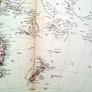 Ca. 1910 Large German Vintage Map of Australia and Polynesia - Antique ...
