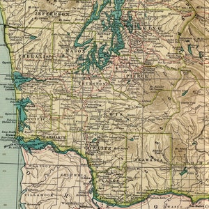 Antique Map of the State of Washington Washington Antique Map 1902 ...