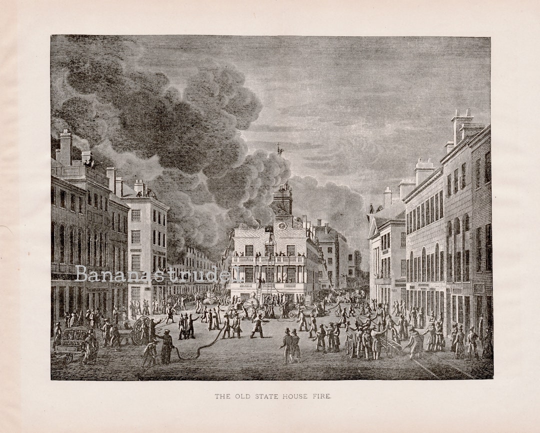Antique Print of the Old State House Fire, Boston - Published 1901 - Etsy