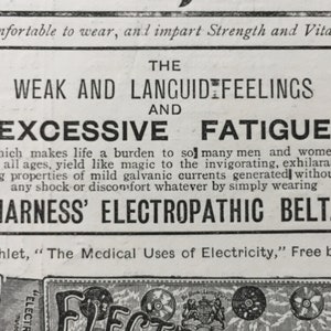 Antique Advertisement for the Harness Electropathic Belt - 1890s Victorian Ad - Beautiful Font ...