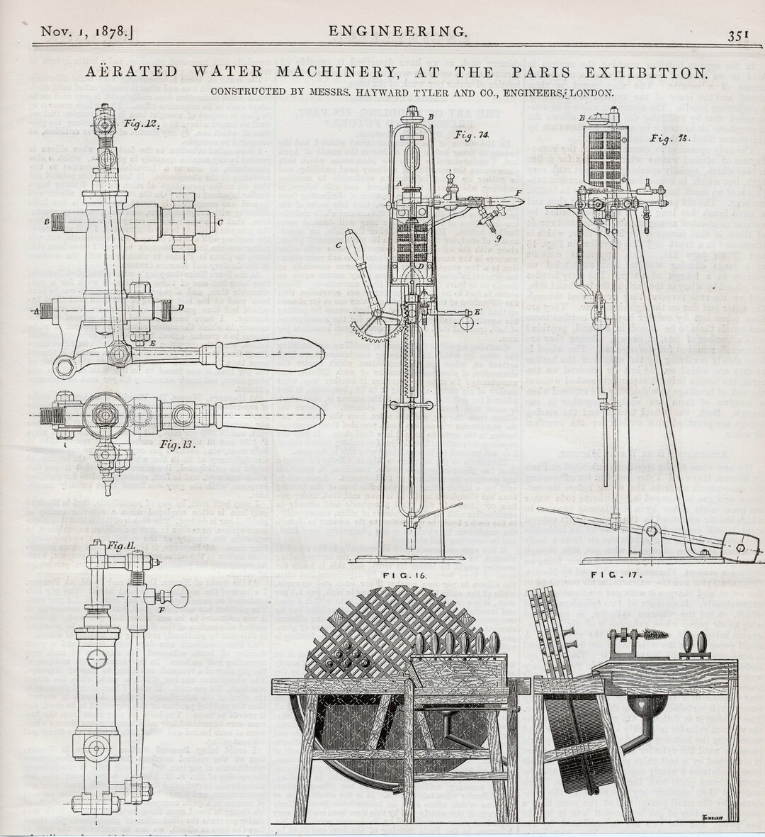 1878 Antique Print of Aerated Water Machinery - Victorian Technical ...